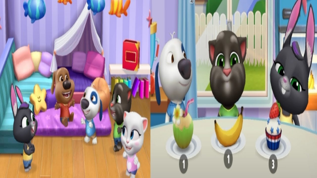 My Talking tom friends 🐈🐈||Tom eating food masti 👻👻|| Tom cats fun ...