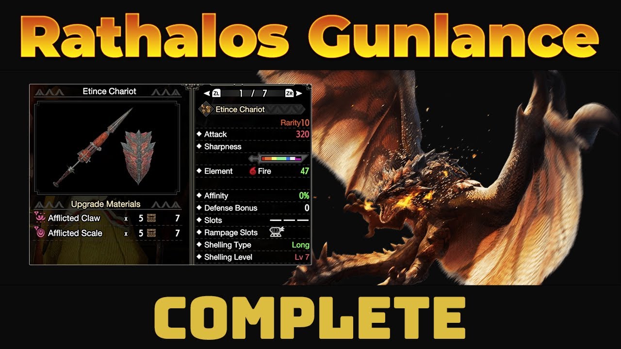 ETINCE CHARIOT| MHRise Sunbreak Rathalos Gunlance complete | All The ...