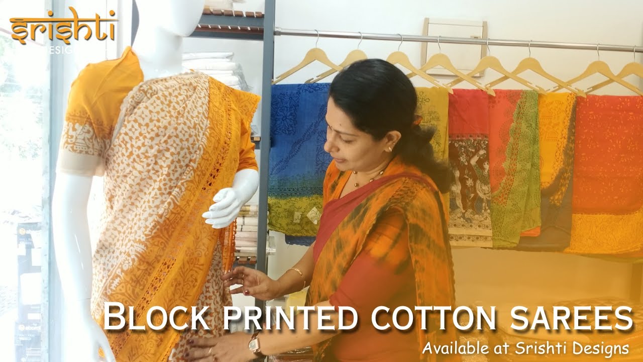 Block printed cotton sarees | Srishti Designs | - YouTube