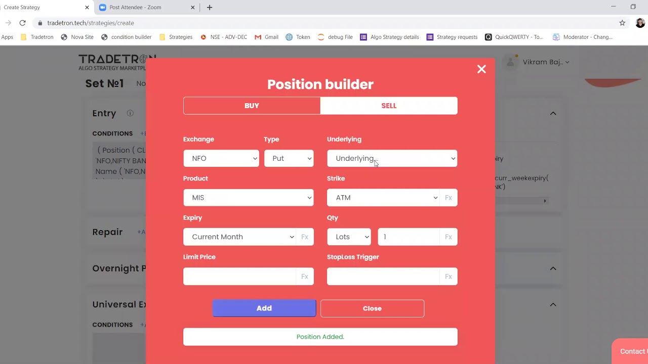 Create Strategy based on combined premium of Options - YouTube