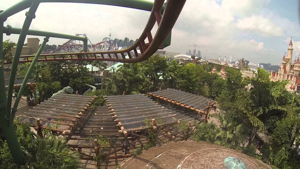 Universal Studios Singapore - Jurassic Park rollercoaster ride full POV ...