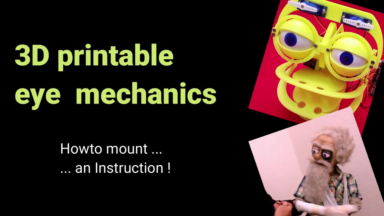 How to mount 3D printable adjustable eye mechanics - YouTube