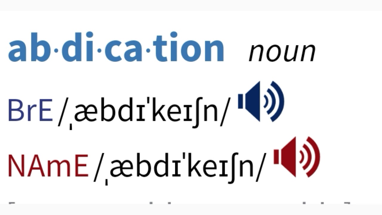 Practice Pronunciation - abdication (noun) - Video # 24 - YouTube