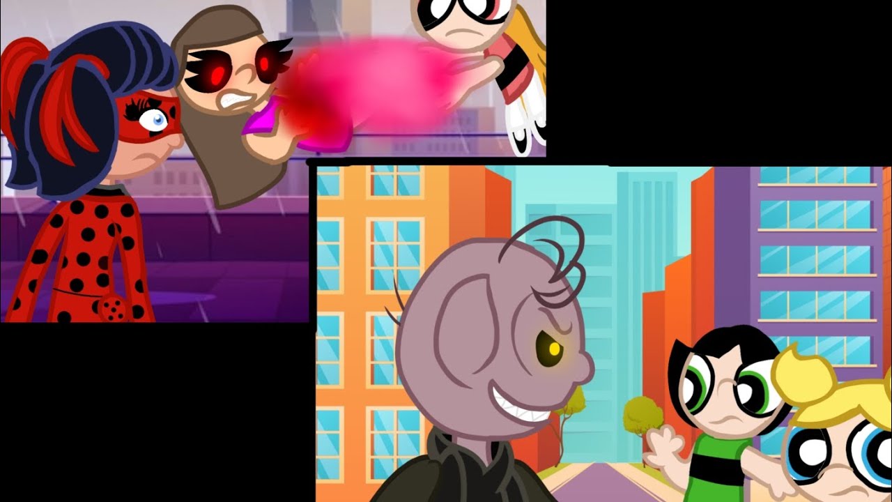Ladybug and the Powerpuff girls vs nightmare Charlie black and evil ...