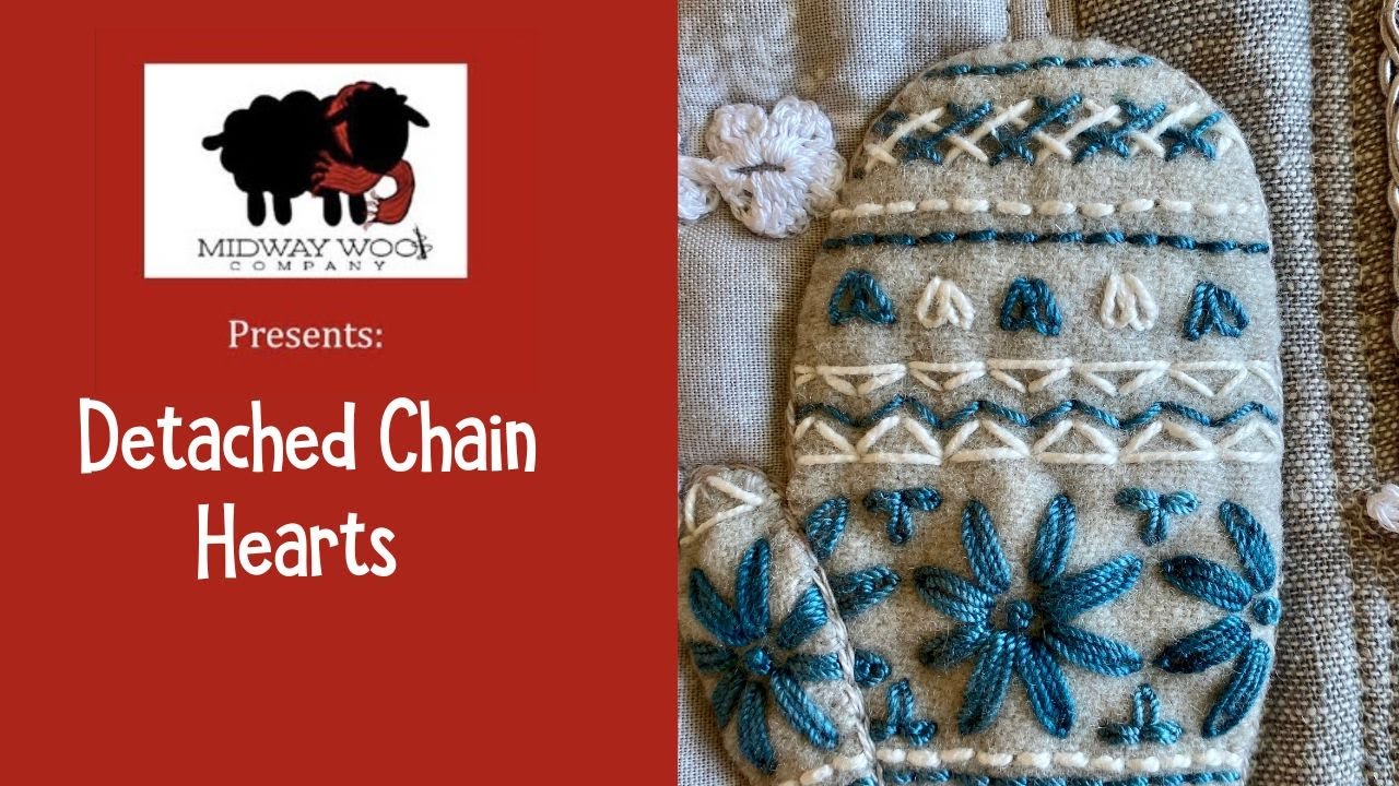 Detached Chain Stitch Hearts - YouTube