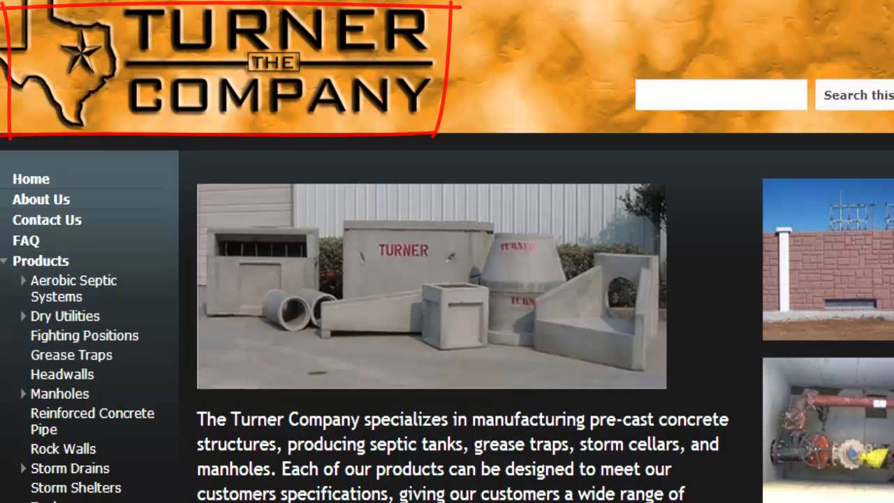 The Turner Company pre-cast concrete structures, producing septic tanks ...