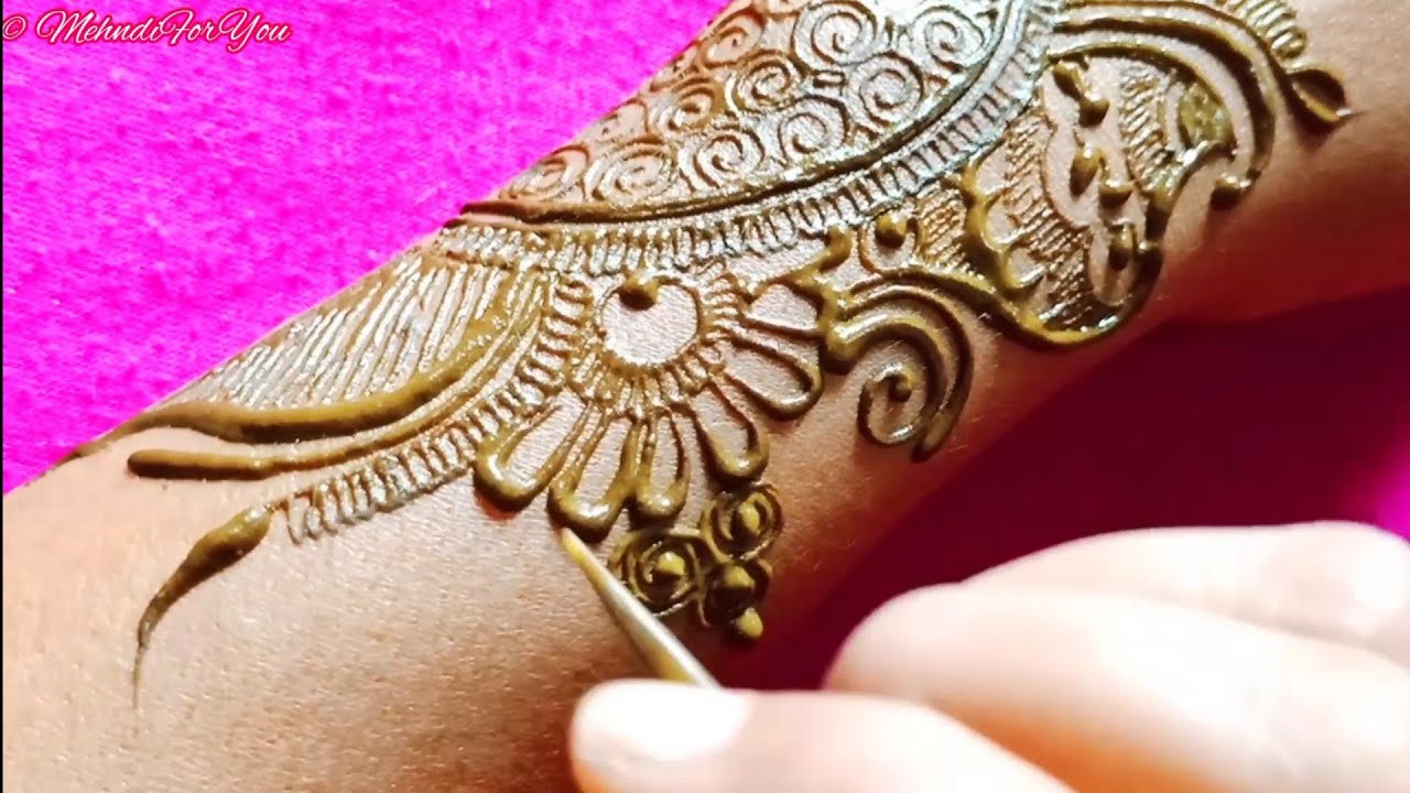 One side mehndi design || Back hand mehndi design - YouTube