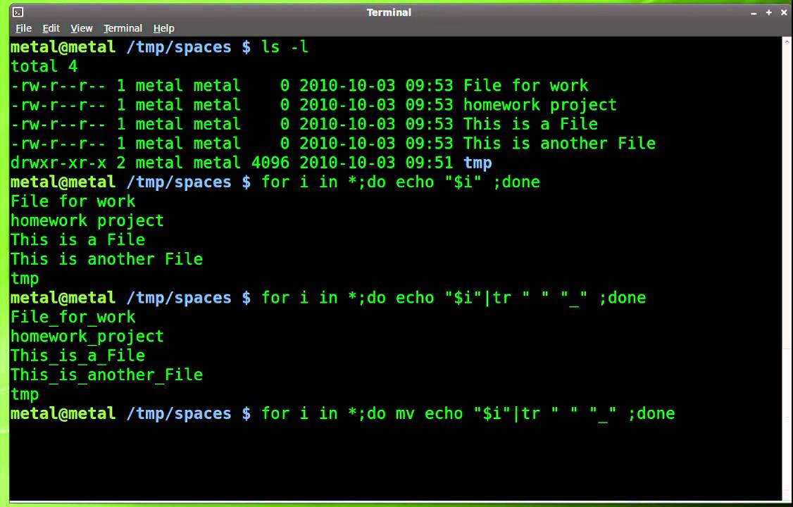 Replace Spaces in File Names - BASH - Linux - tr - YouTube