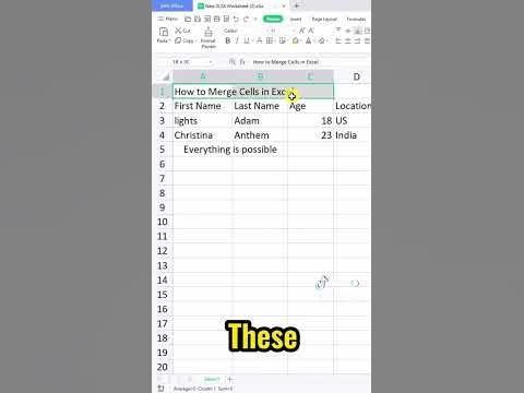 How to merge cells in Excel? 😍 #excel #wps - YouTube