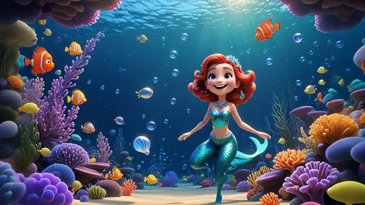 Two Tiny Mermaids Swim and Twirl | Mermaid Song for Kids | Underwater ...