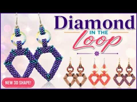 Diamond in the Loop Earrings | Peyote Stitch 3D Beading Tutorial
