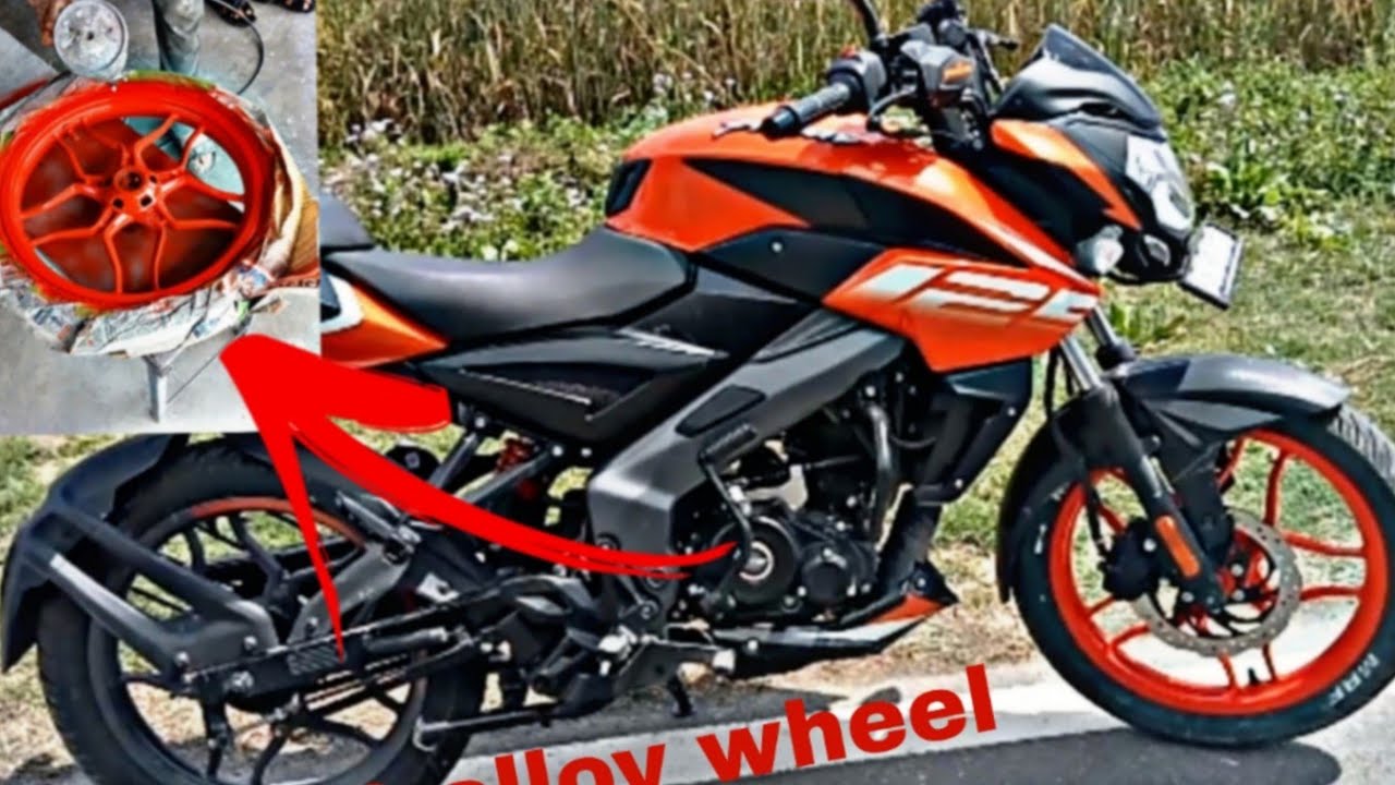 Pulsar NS 125 alloy wheel orange colour - YouTube