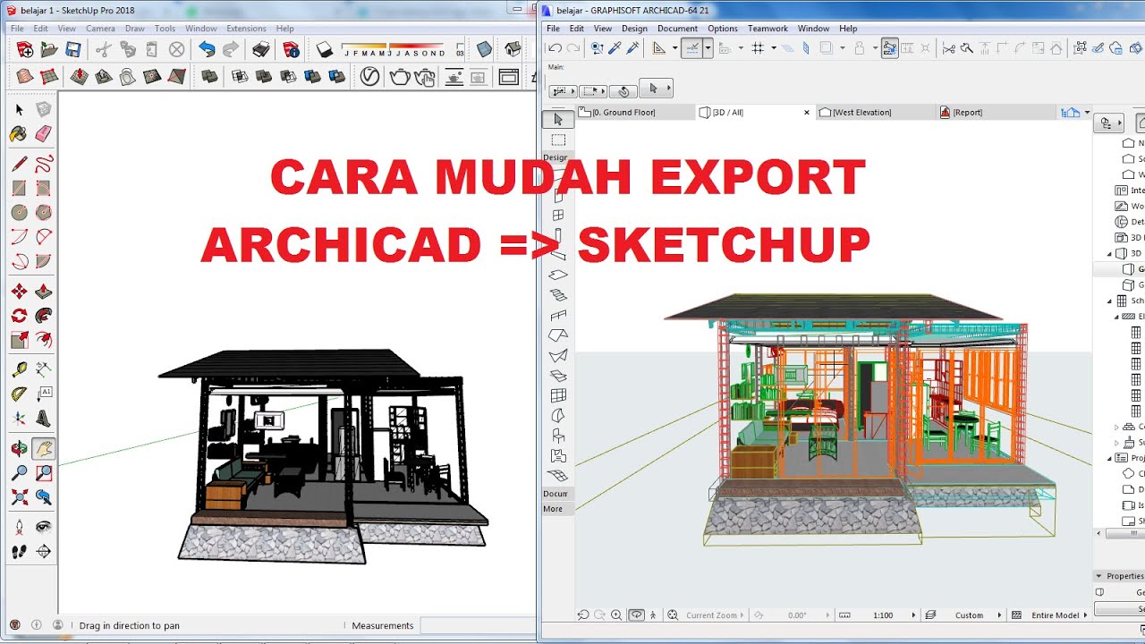 ARCHICAD TUTORIAL - CARA EXPORT ARCHICAD KE SKETCHUP - YouTube