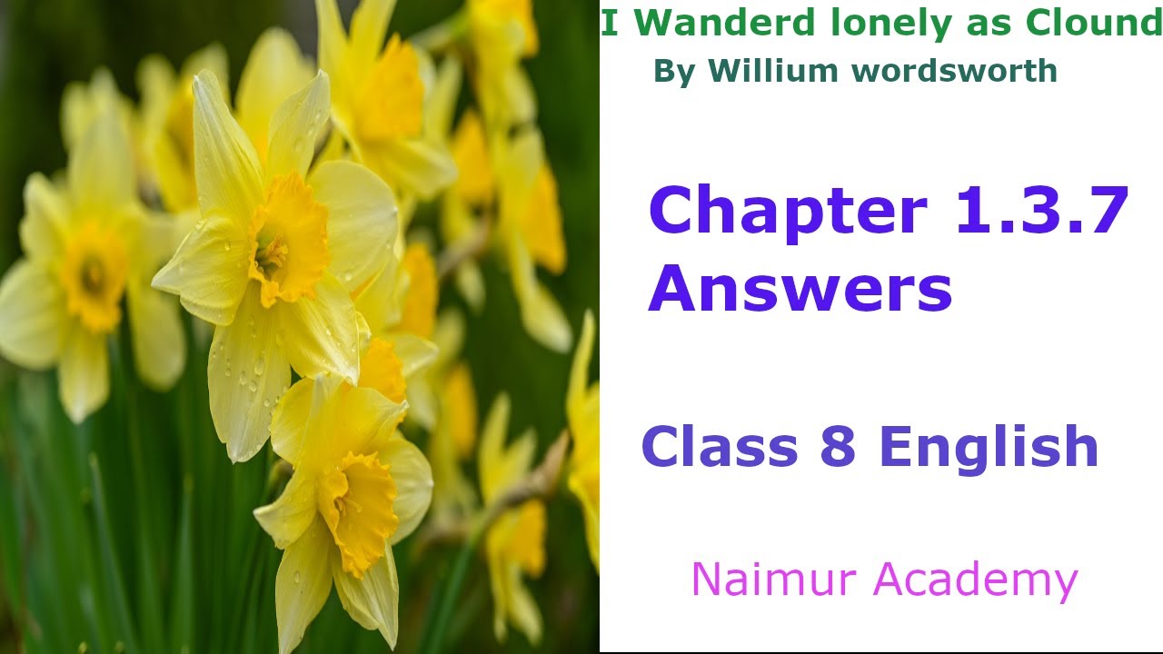 Class 8 English Chapter 1.3.7 Question answer| Wandered Lonely As A ...