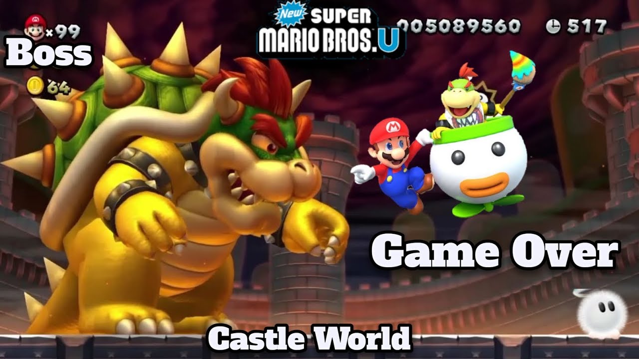 New Super Mario Bros U | Castle World Game Over | Boss Level | #games # ...