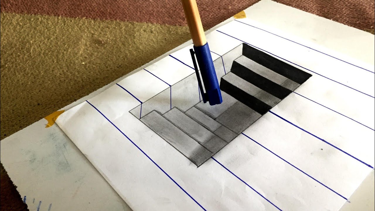 How to draw 3d stairs |how to draw stair| - YouTube