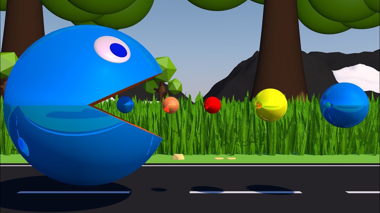 Learn Colors With Pacman As He Eats Sweet Balls - YouTube