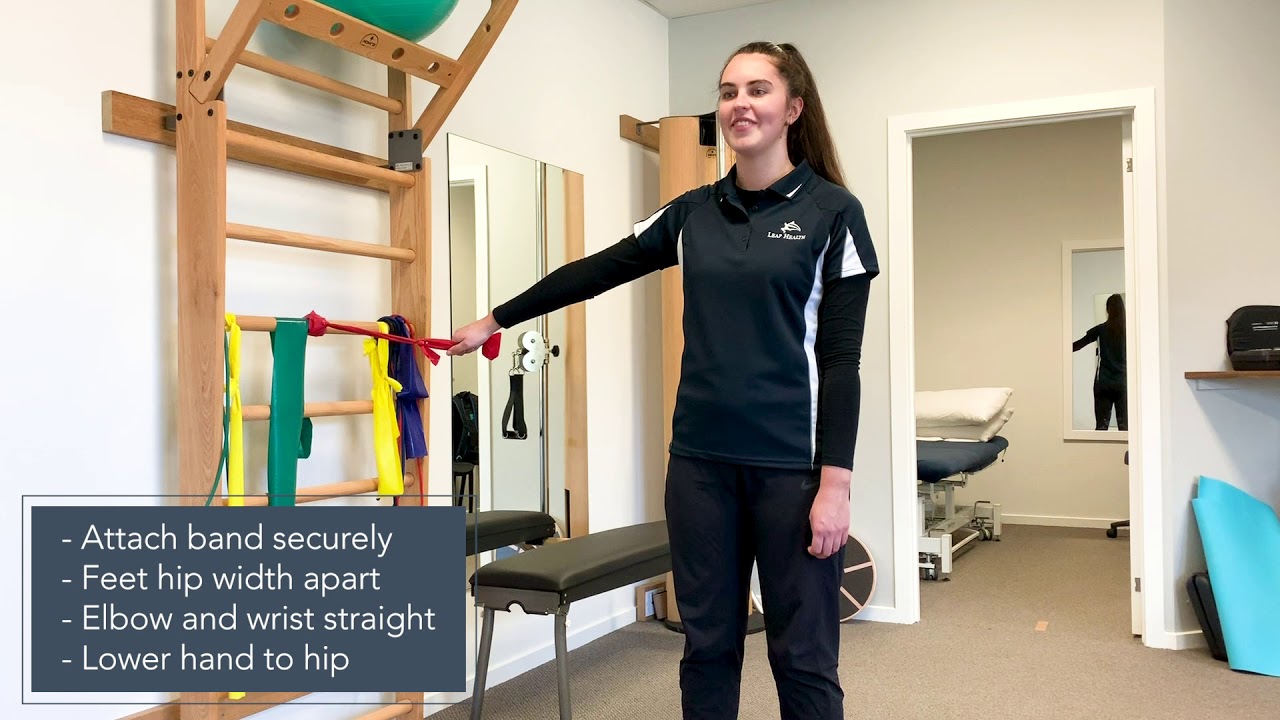 ULS008 Resistance Band Shoulder Adduction (formerly UL10) - YouTube