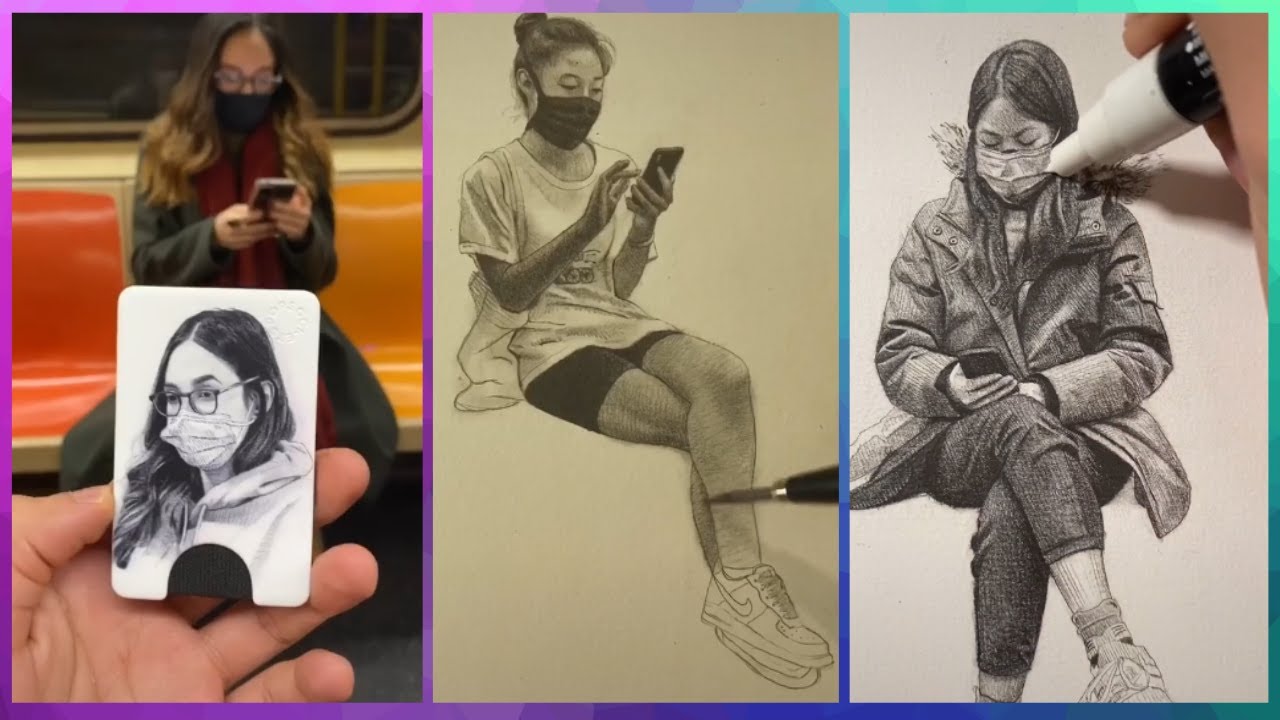 Tiktok Drawing Live Portraits - Nyc Subway Devon Rodriguez - YouTube