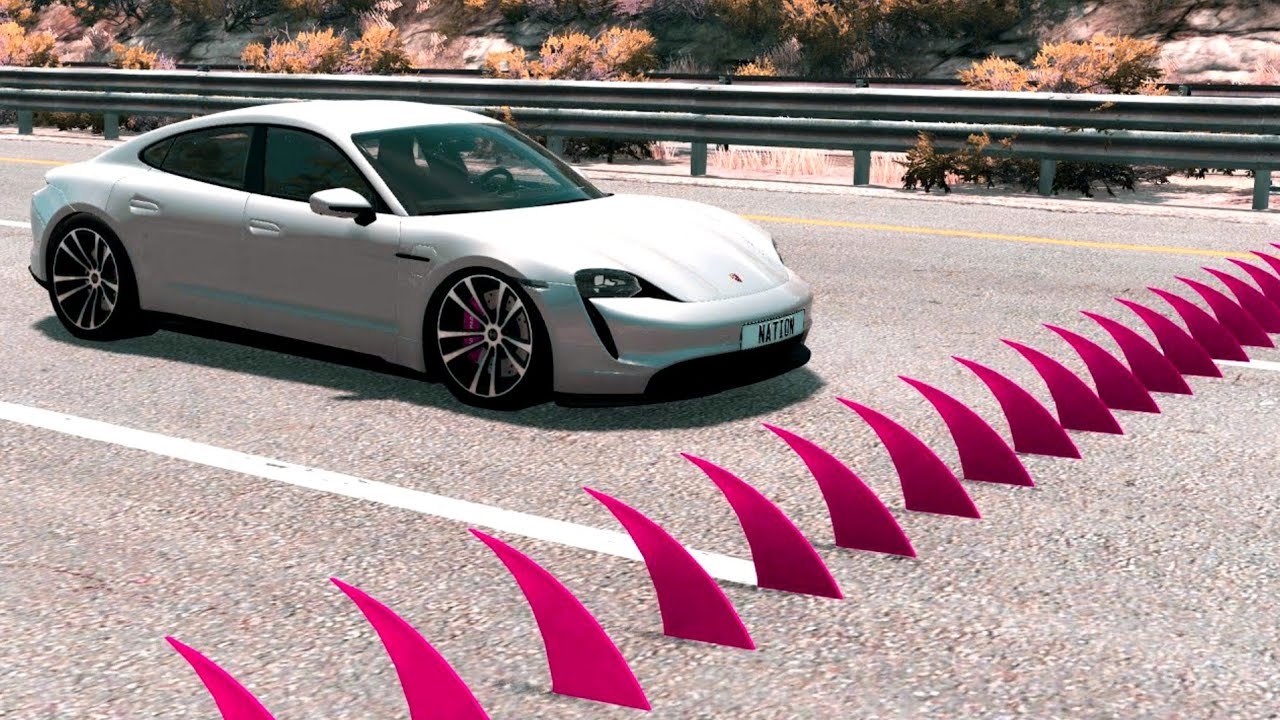 Discover the Real Cars vs spikes trap | cars vs spikes beamng drive ...