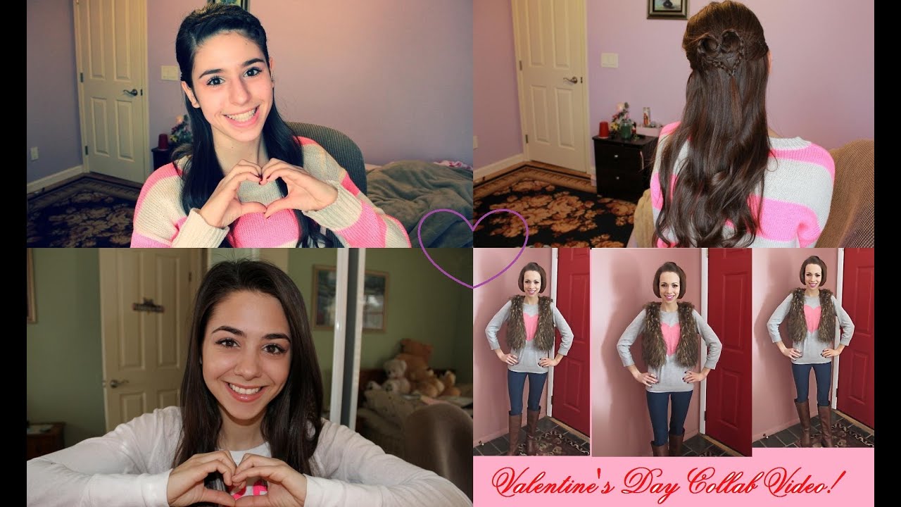 Valentine's Day Hair ♥ French & Heart Braids! (Collab ft. LIVforstyle ...