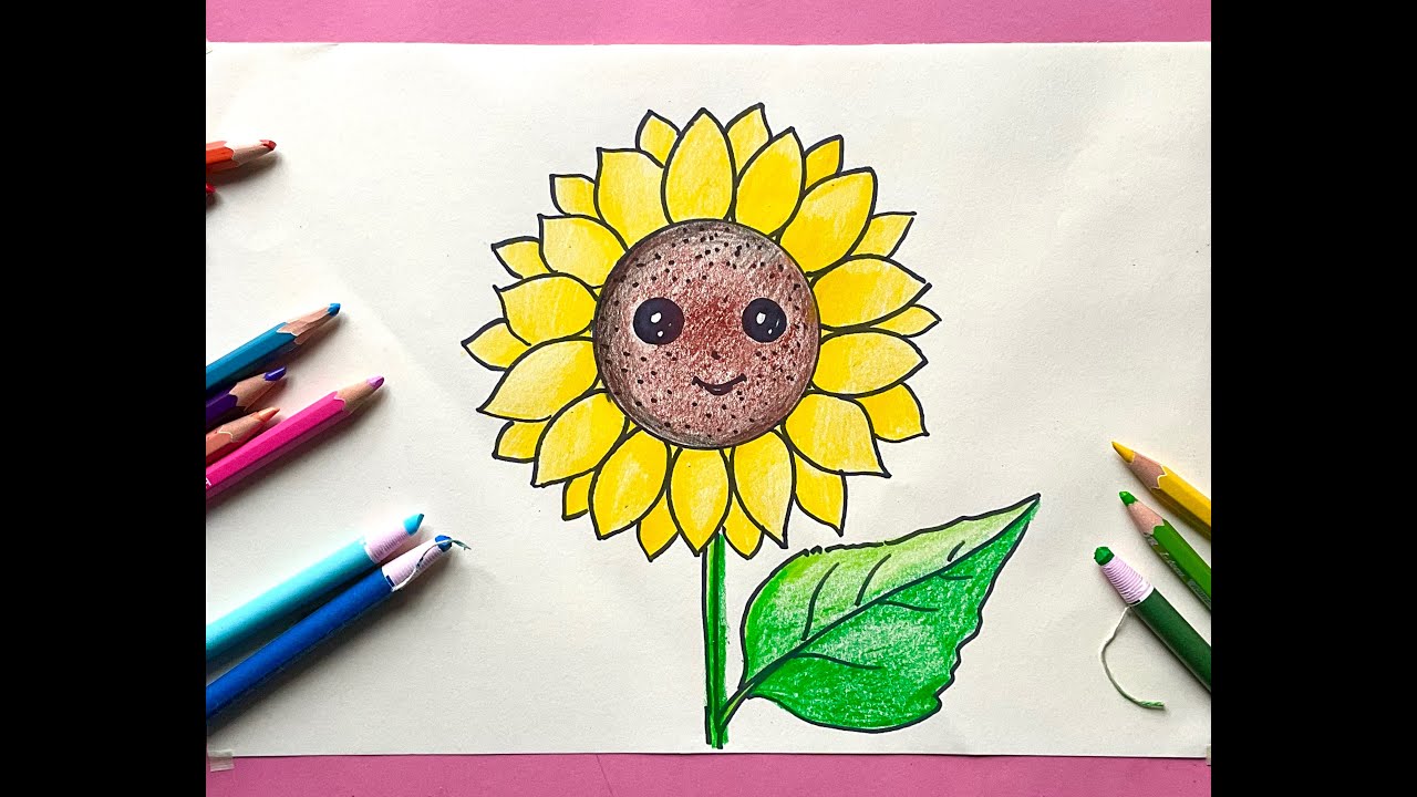 How to Draw a Sunflower || Sunflower Drawing and colouring for kids and ...