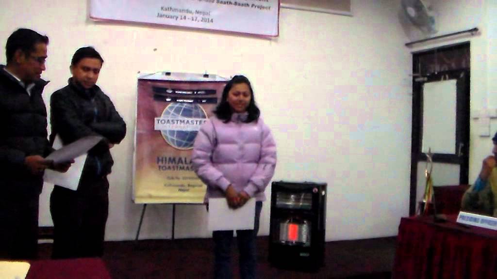 Toastmaster Pratik Bickram Rana giving Ballot counter's report - YouTube