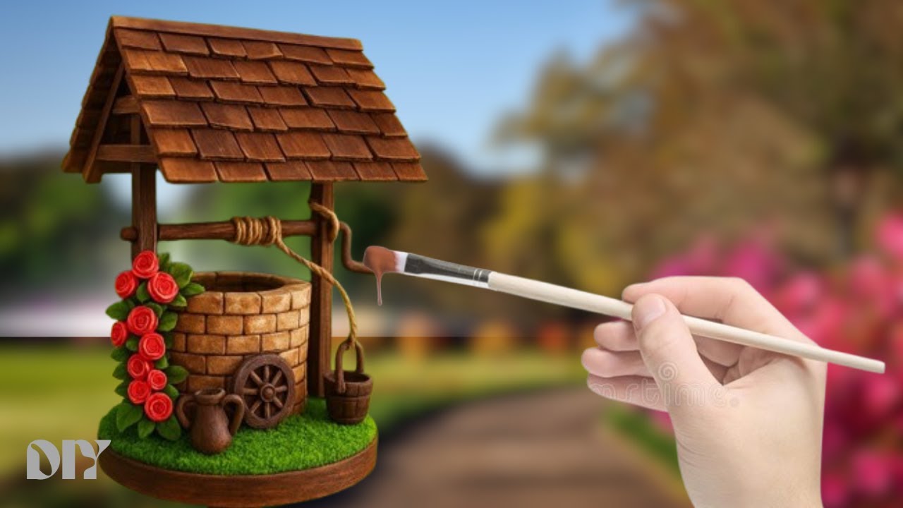 "DIY Miniature Water Well | Easy Cardboard & Air-Dry Clay Craft" - YouTube