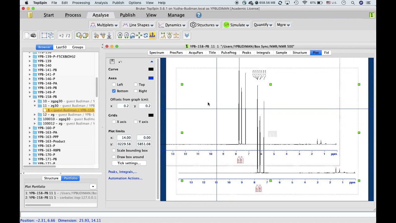 TopSpin 3.6.1 software for analysing 1H NMR (Peaks, Integration and PDF). - YouTube