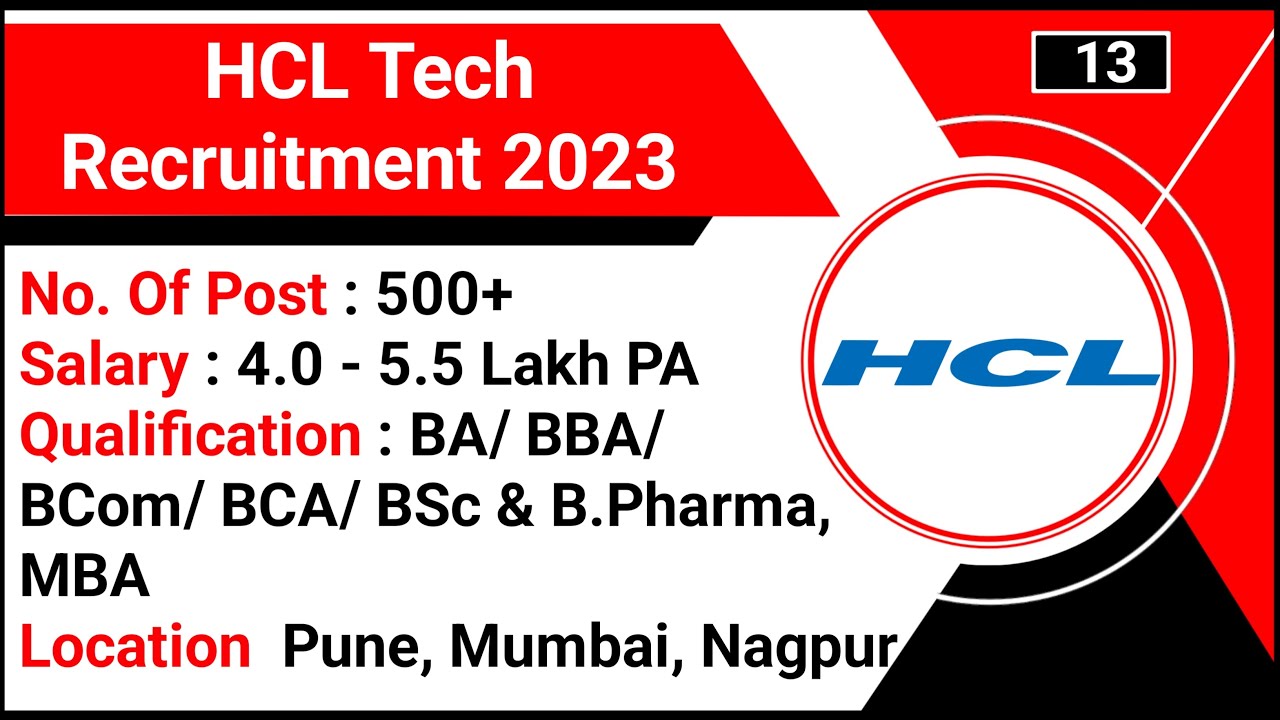 HCL Tech Recruitment 2023 | HCL Tech Off Campus Drive 2023 | HCL Tech ...