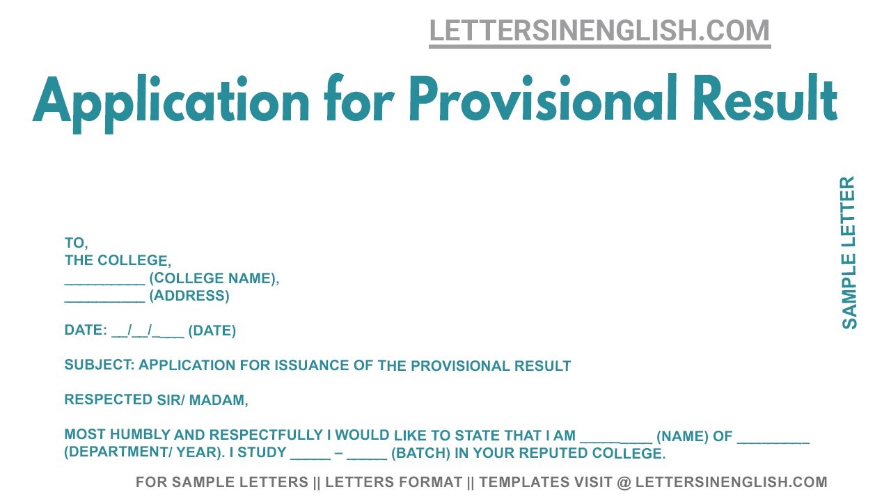 Application for Provisional Result - Application to College for ...