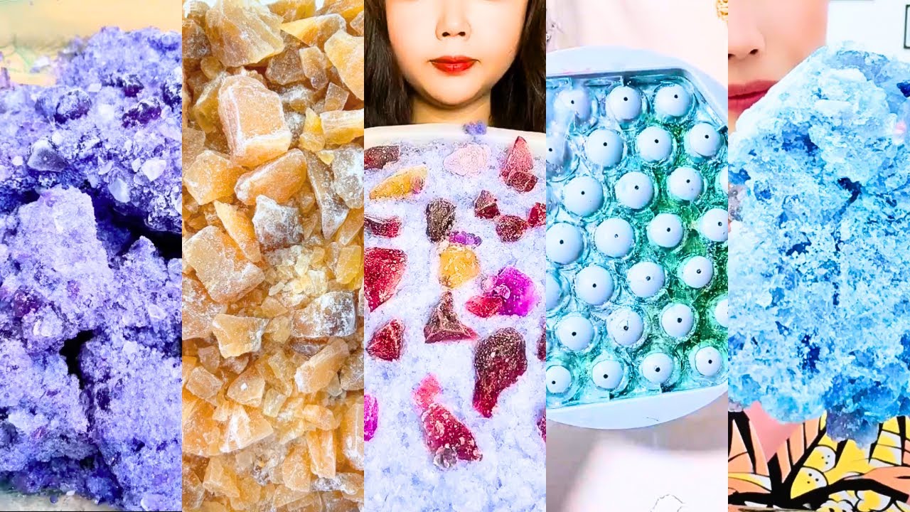 (ASMR) Colourful Ice / Flavoured Ice | Mixed Ice | Colourful Crushed ...