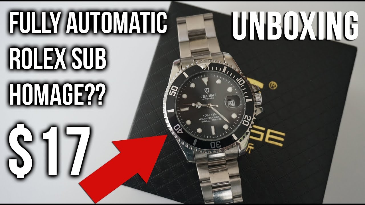 Fully Automatic Rolex Sub Homage for $17 - Tevise from GearBest.com [4K ...