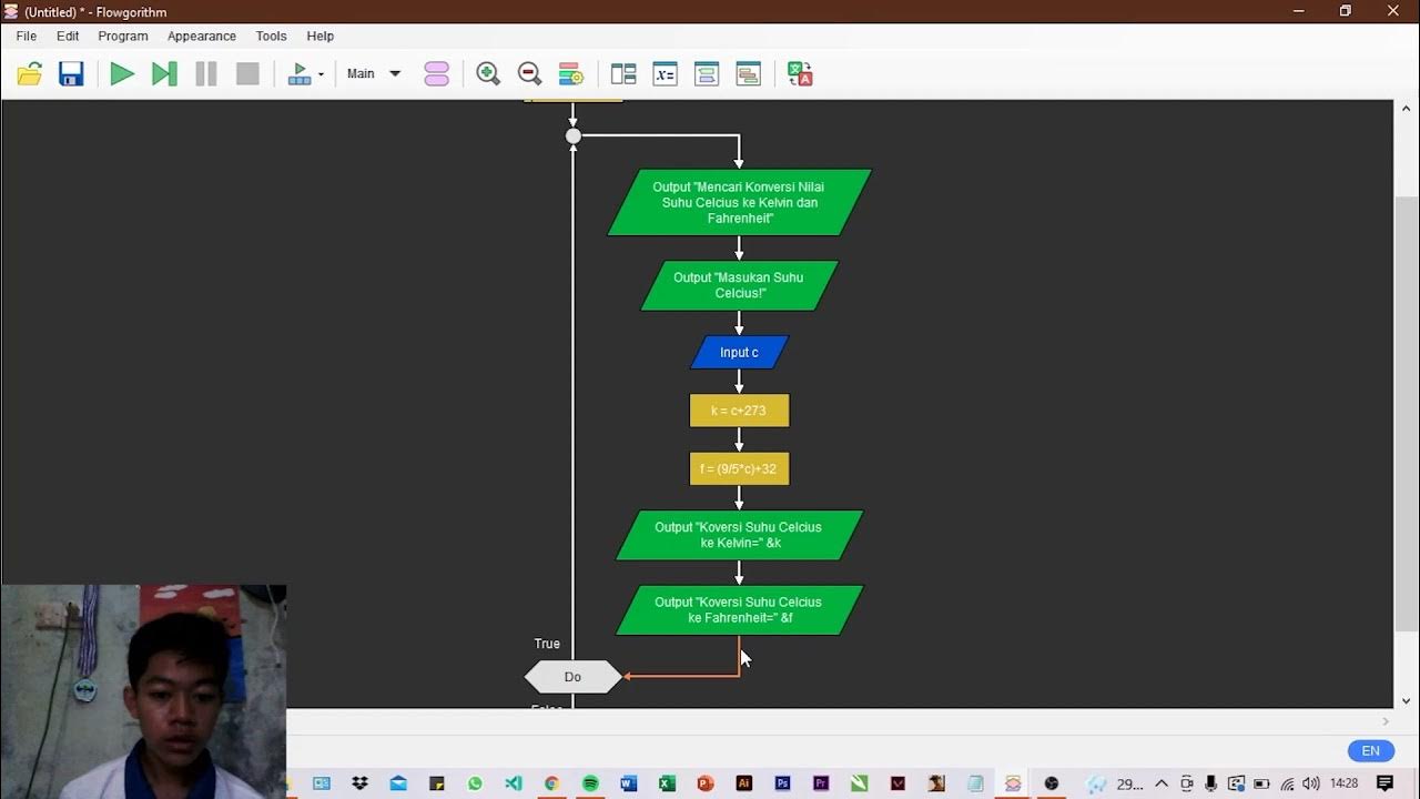Membuat Flowchart Untuk Mengkonversi Suhu Dan Loopingpengulangan Dengan Aplikasi Flowgorithm