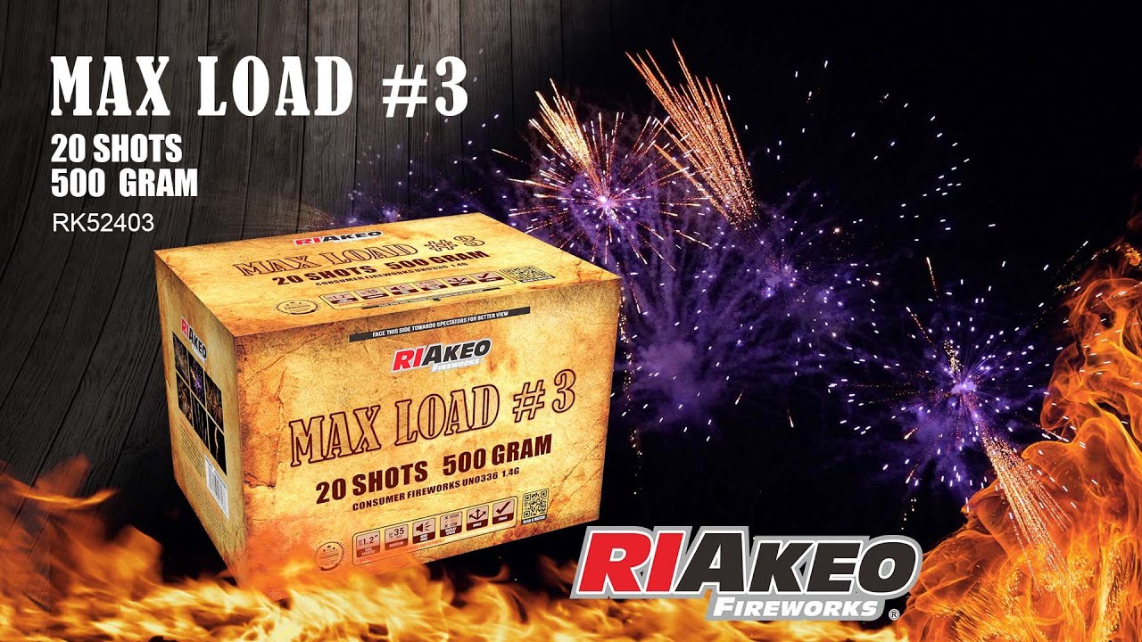 USA 1.4G CAKE “MAX LOAD#3” 20 shots RK52403 | RIAKEO FIREWORKS - YouTube