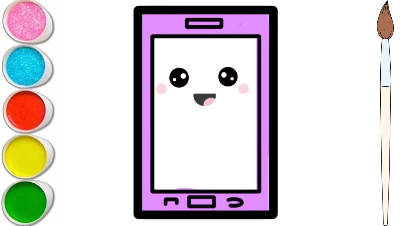 Draw A cute Phone 📱 || how to draw and color a cute Phone 📱 for kids ...