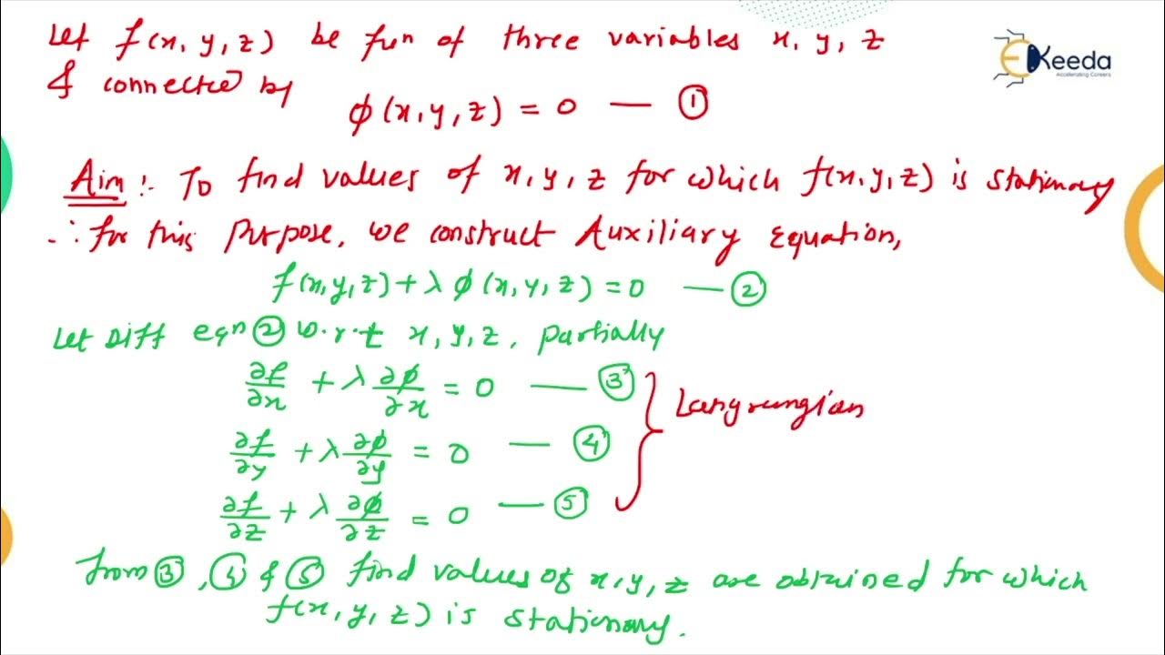 Lagrange S Method Of Undetermined Multipliers Maxima And Minima Youtube