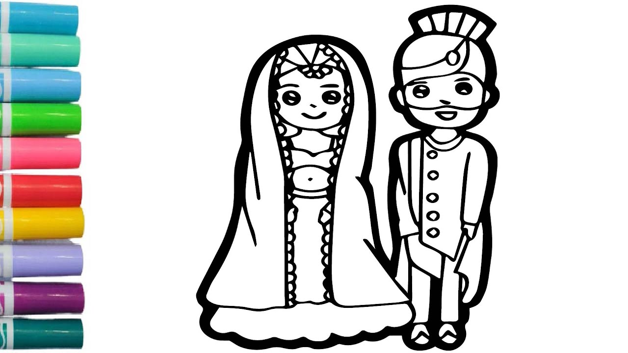 cute bride Drawing ,Coloring and painting for kids & Toddlers || How to ...
