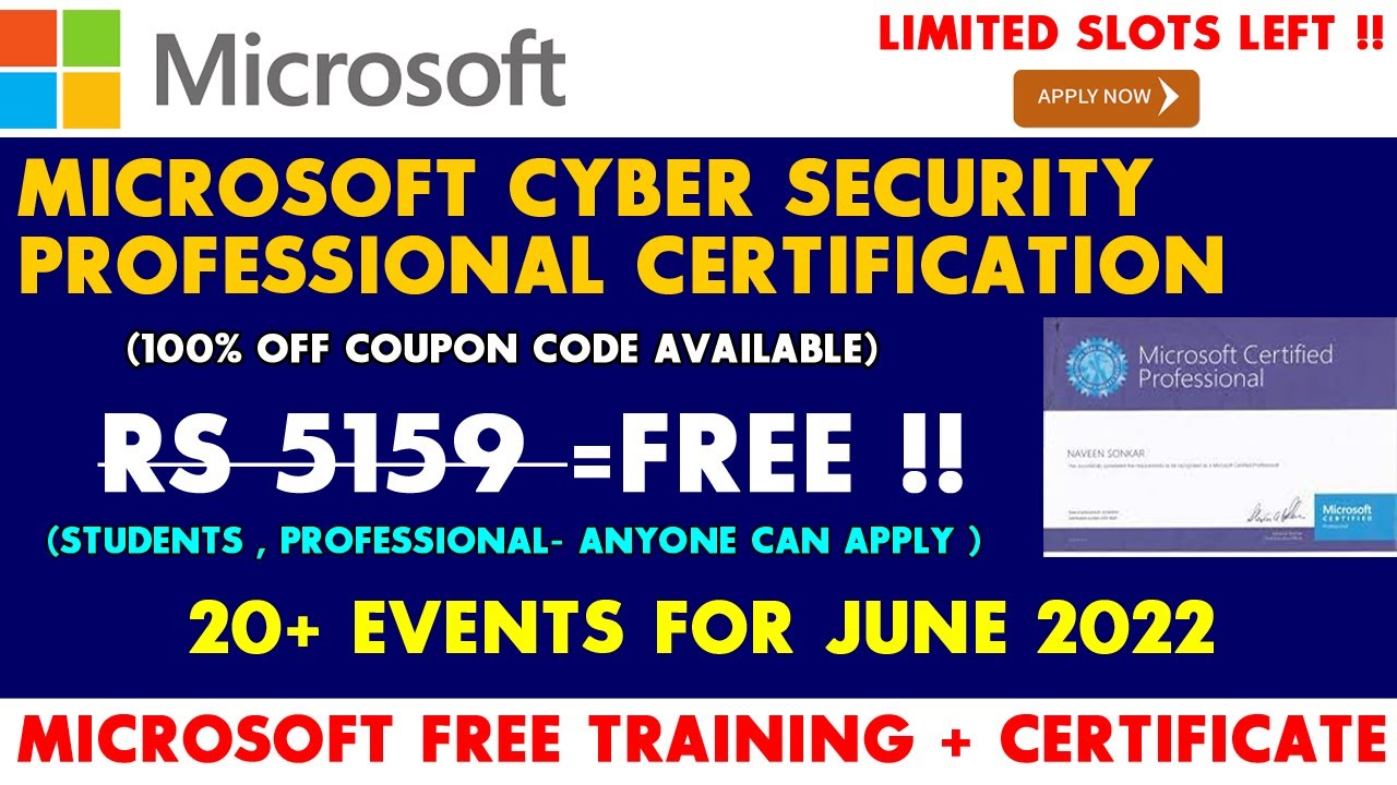 Microsoft Free Cyber Security Certifications | 20 + Free Training Events for June 2022 - YouTube