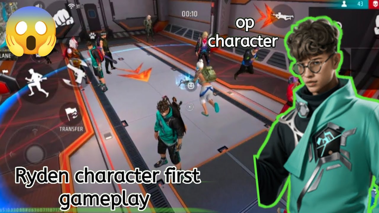 Free fire Ryden character 😱😱 || first gameplay BR rank 😈😈 || op ...