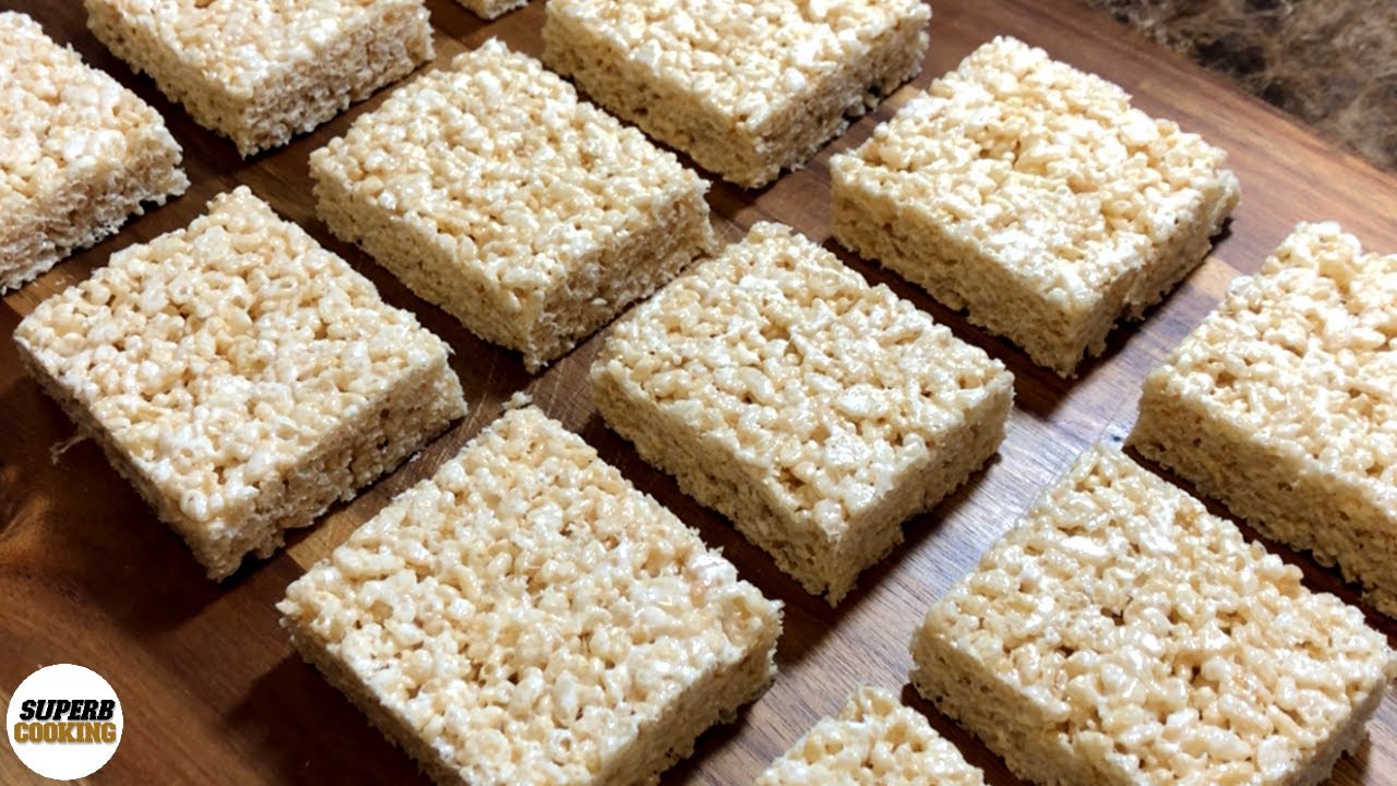 HOMEMADE RICE KRISPIE SQUARES! ( FAST & EASY ) - YouTube