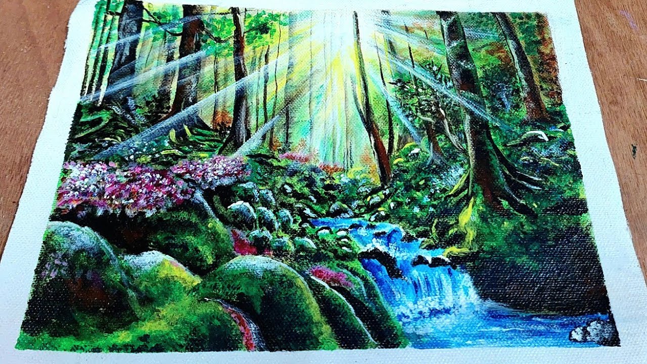 drawing of nature | acrylic drawing | easy acrylic art for beginners ...