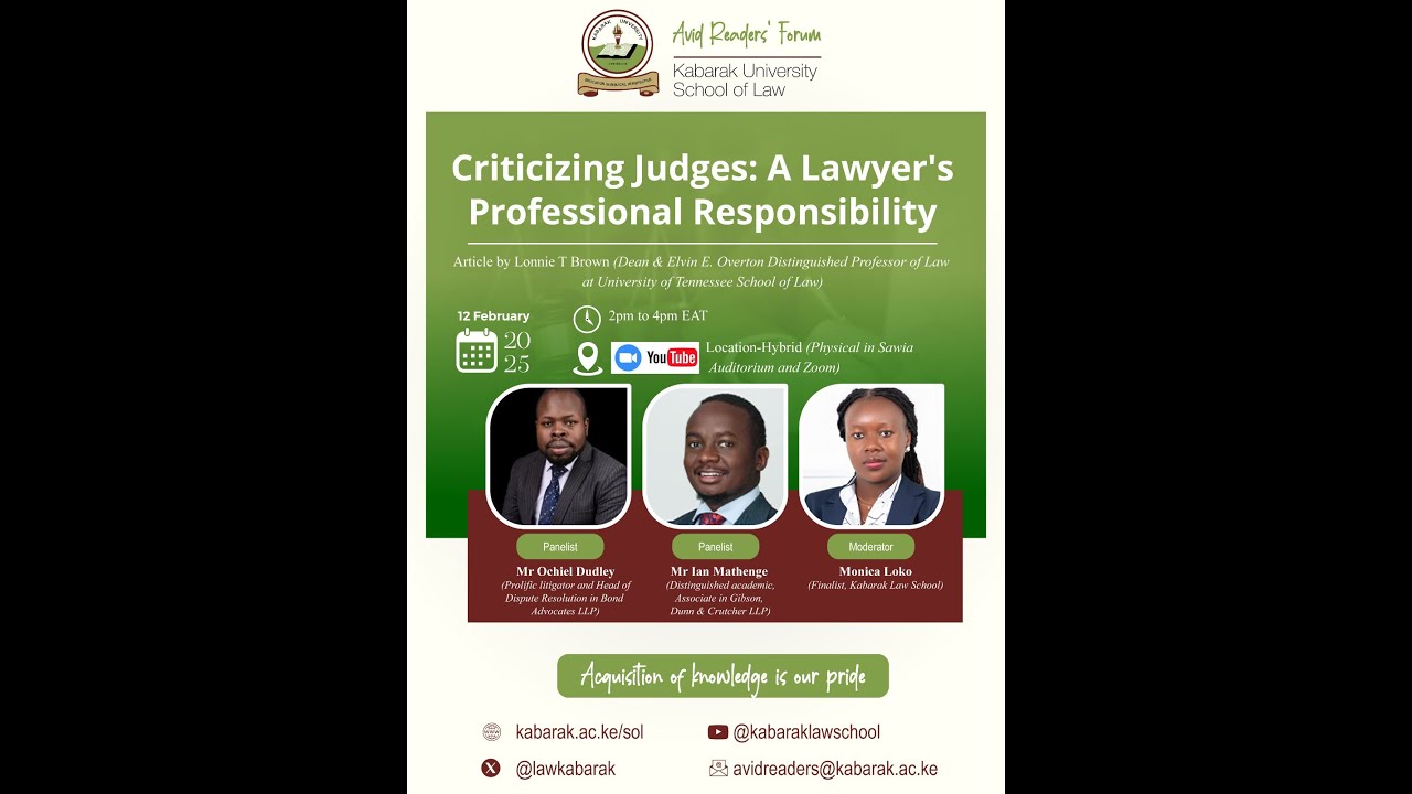 Criticizing Judges: A Lawyer's Professional Responsibility - YouTube
