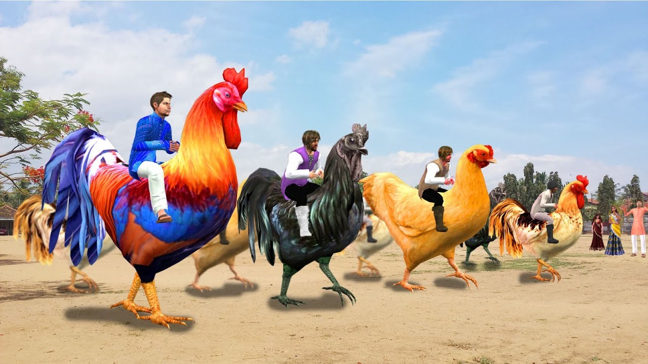 चिकन रेस Giant Chicken Race Village Comedy Video Hindi Kahaniya Moral ...