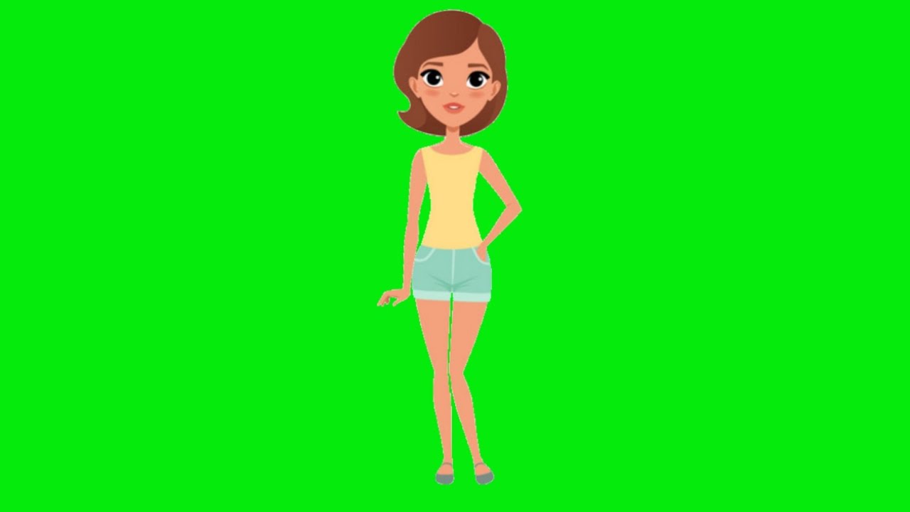 Animated green screen girl 👧 | No copyright | Animation World - YouTube