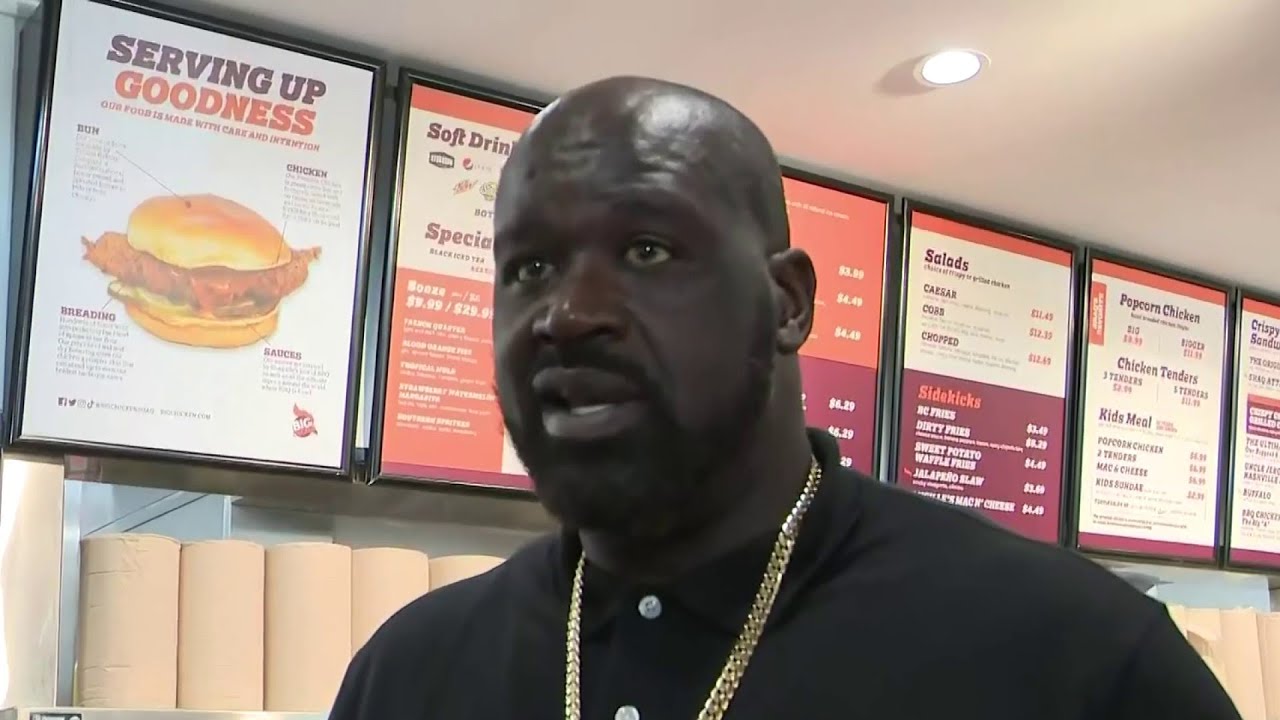 NBA Legend Shaquille O' Neal opens 2nd Chicken restaurant - YouTube