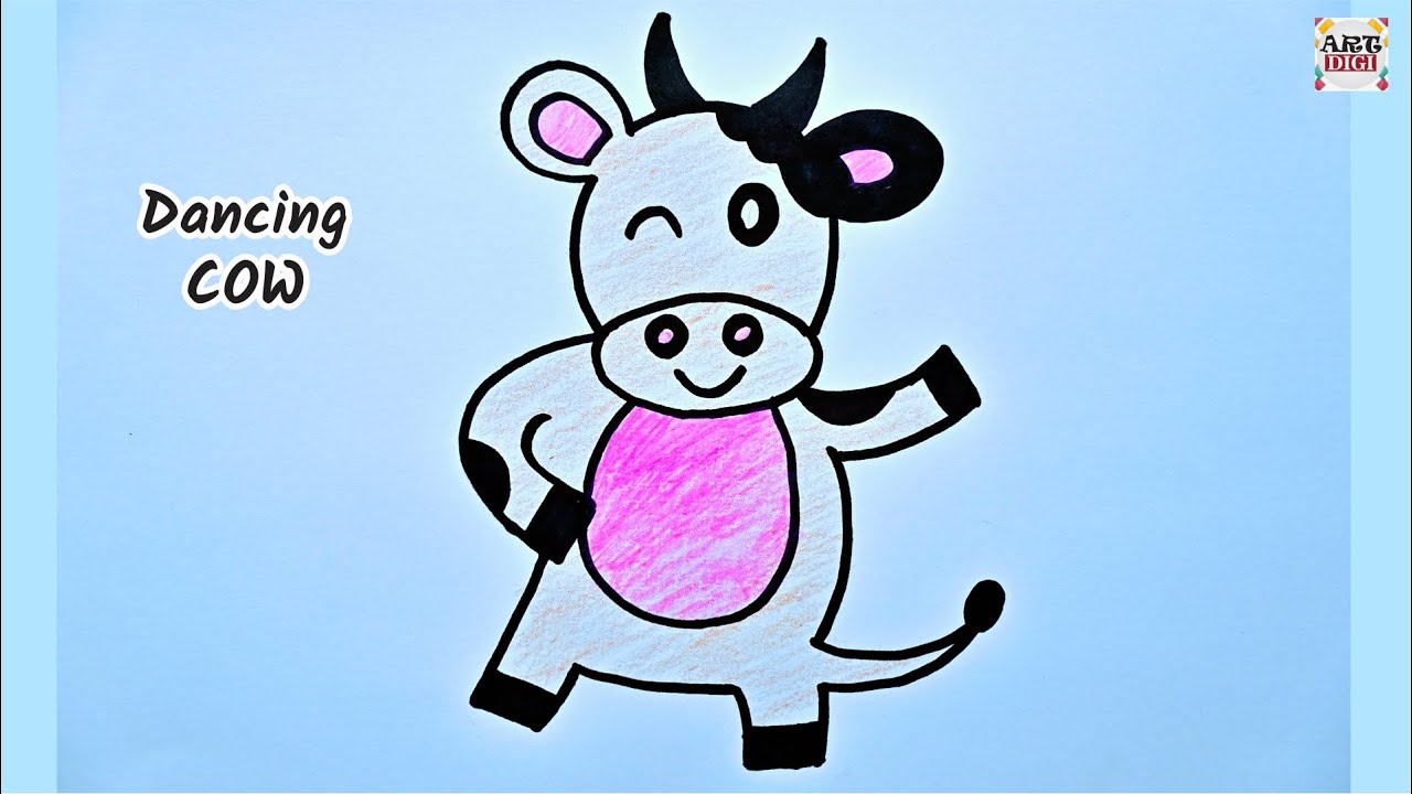 How to draw a Dancing cow | Funny drawing - YouTube