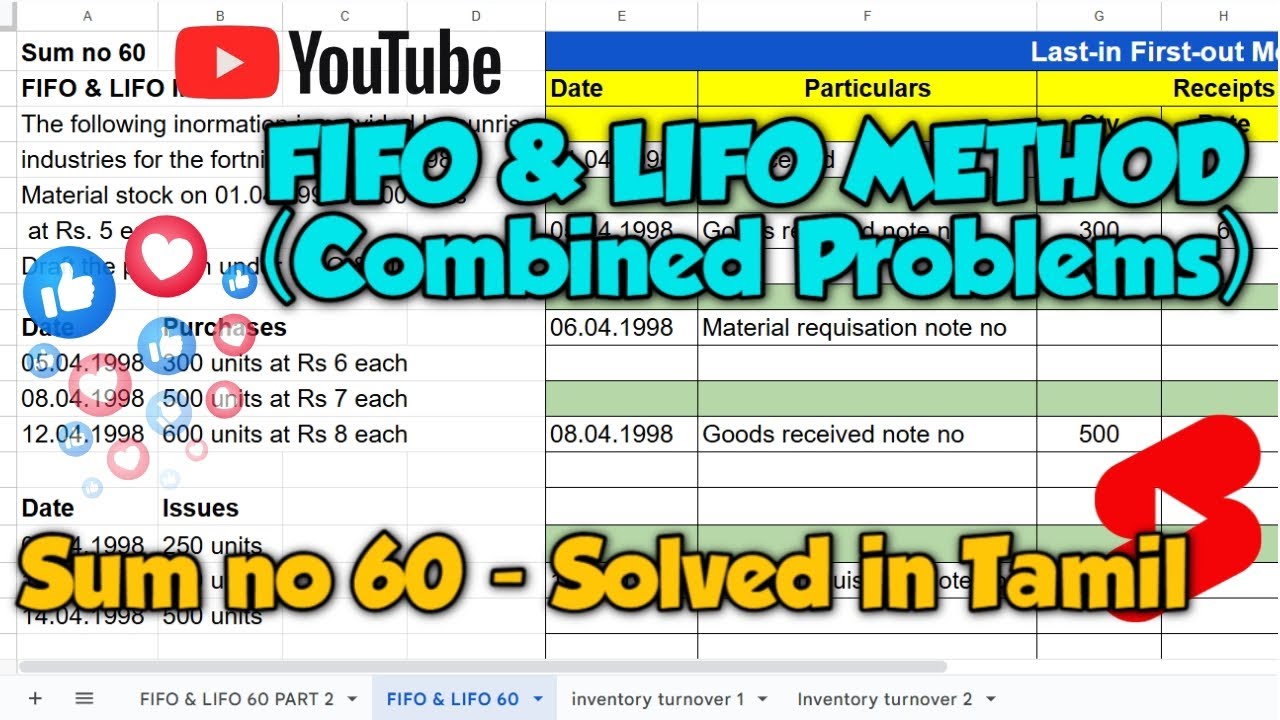 FIFO & LIFO Method Combined Problems solved in tamil | Sum no 60 ...