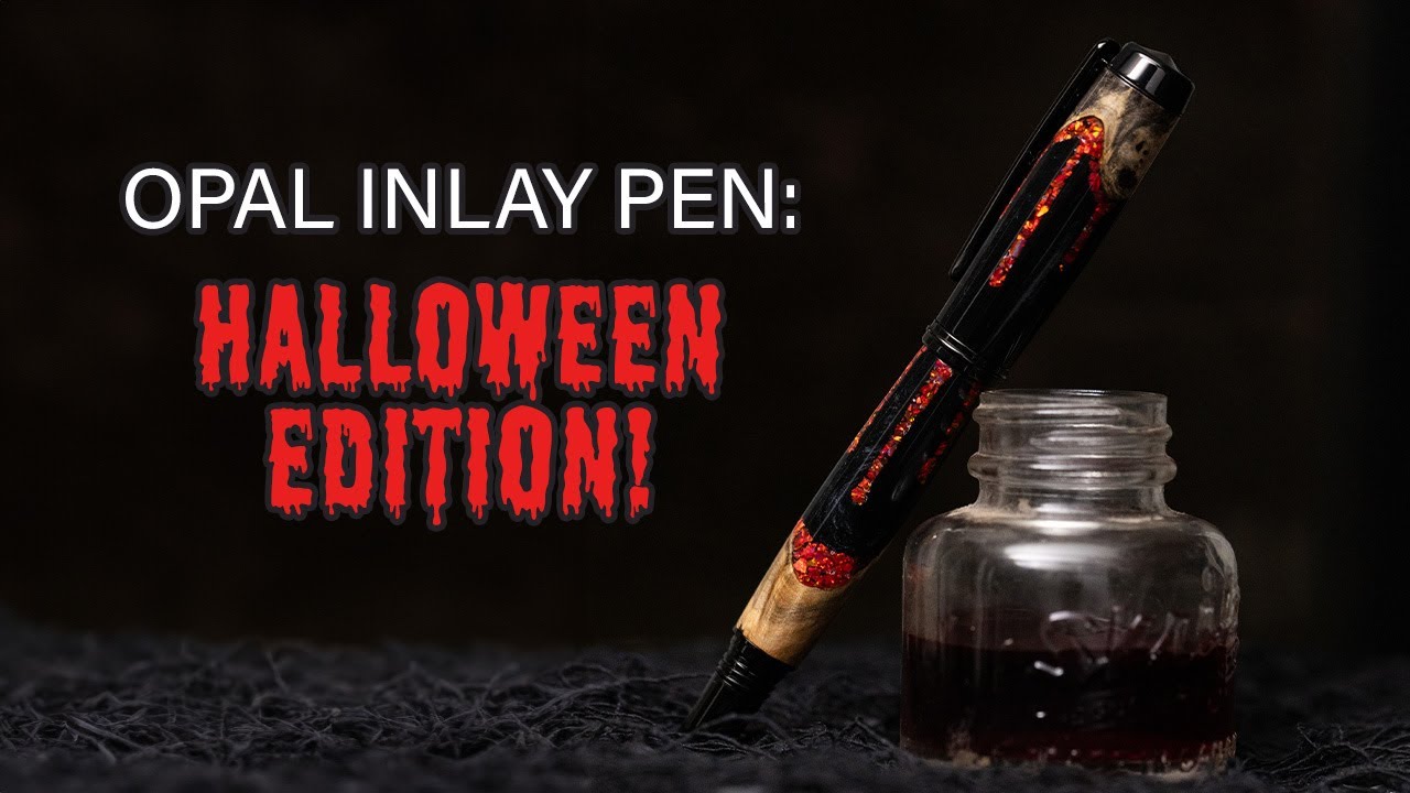 Halloween themed "Bleeding" pen with red opal inlay - YouTube