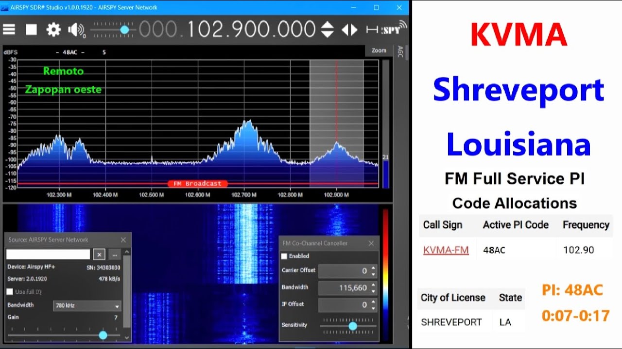 102.9 KVMA - Shreveport, Louisiana captada en Zapopan (oeste), México ...